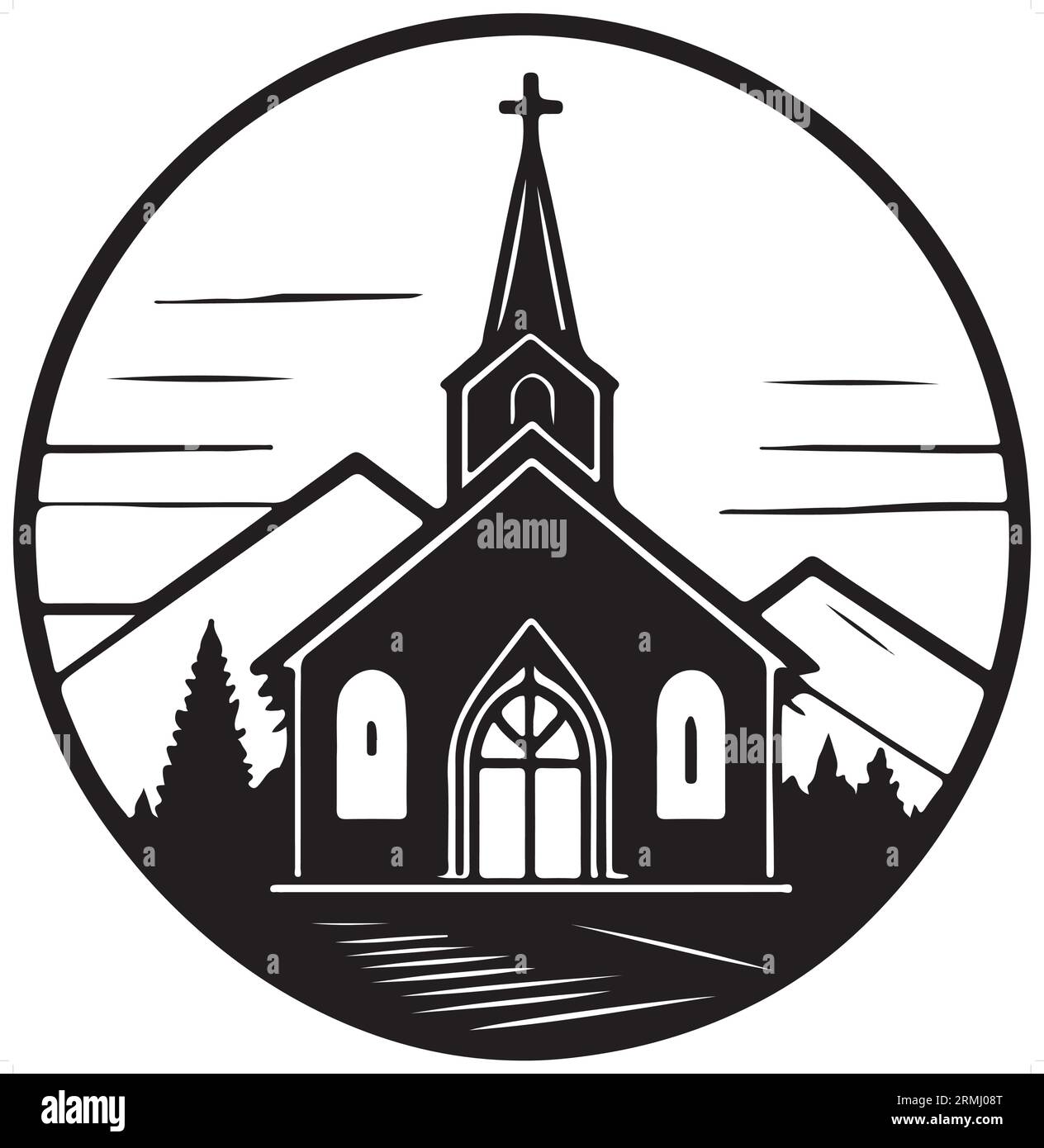 Pretty and lovely Christian Church vector art Stock Vector Image & Art ...