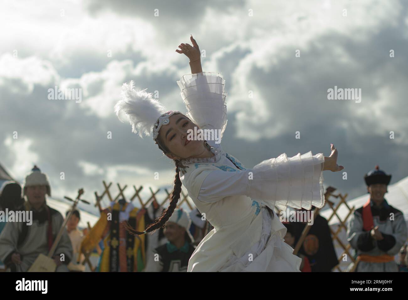 Ulaanbaatar, Tuv, Mongolia - August 20, 2023: Dancing kazakh girl at ...