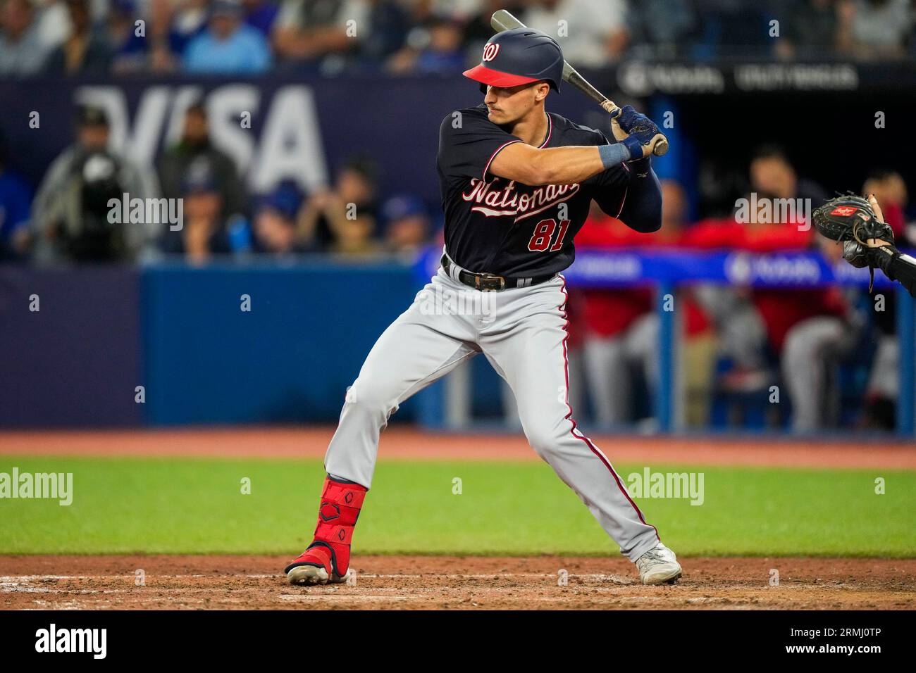 Washington Nationals' Drew Millas takes his first MLB at-bat during ...