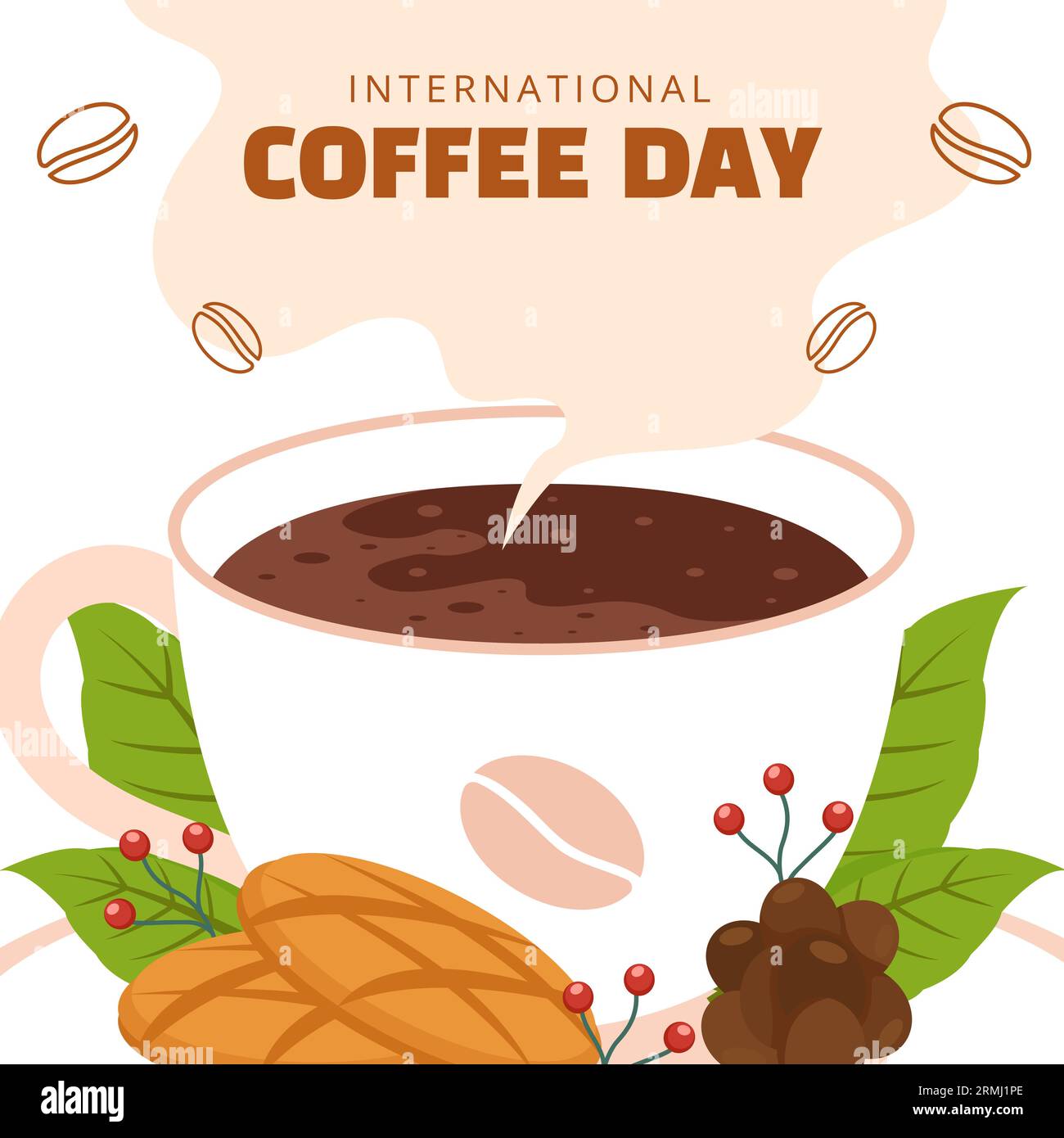 International Coffee Day Social Media Illustration Flat Cartoon Hand ...