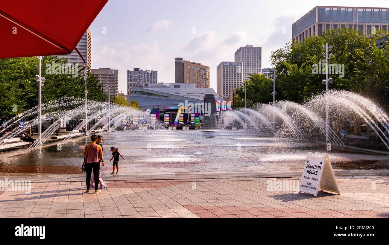 Edmonton, Alberta, Canada. 22nd Aug, 2023. The fountains in front of ...