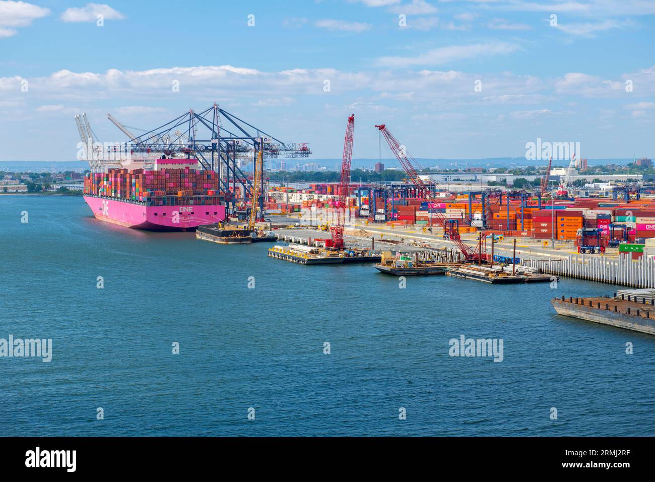 Panama Container Ship One Hawk docked at Port Jersey in city of Bayonne ...
