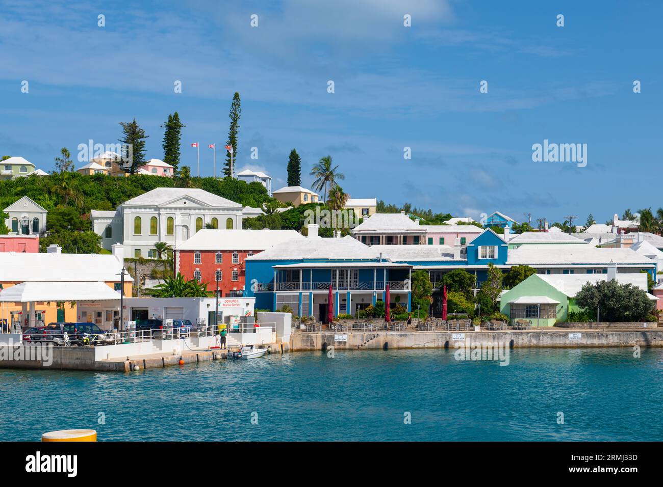 St. George's historic waterfront buildings at St. George's Harbour in ...