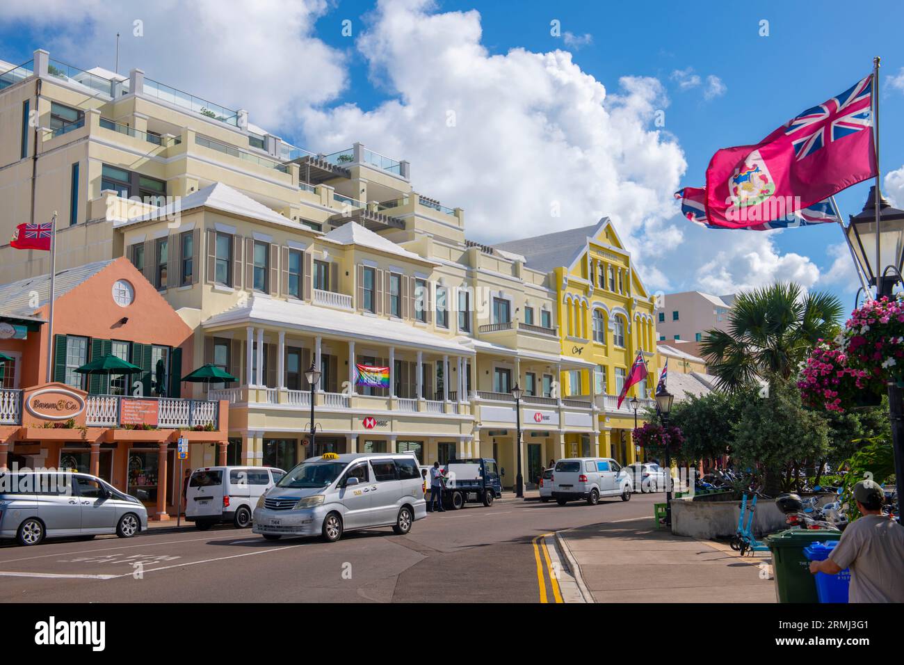Front Street historic commercial buildings in Hamilton city center in ...