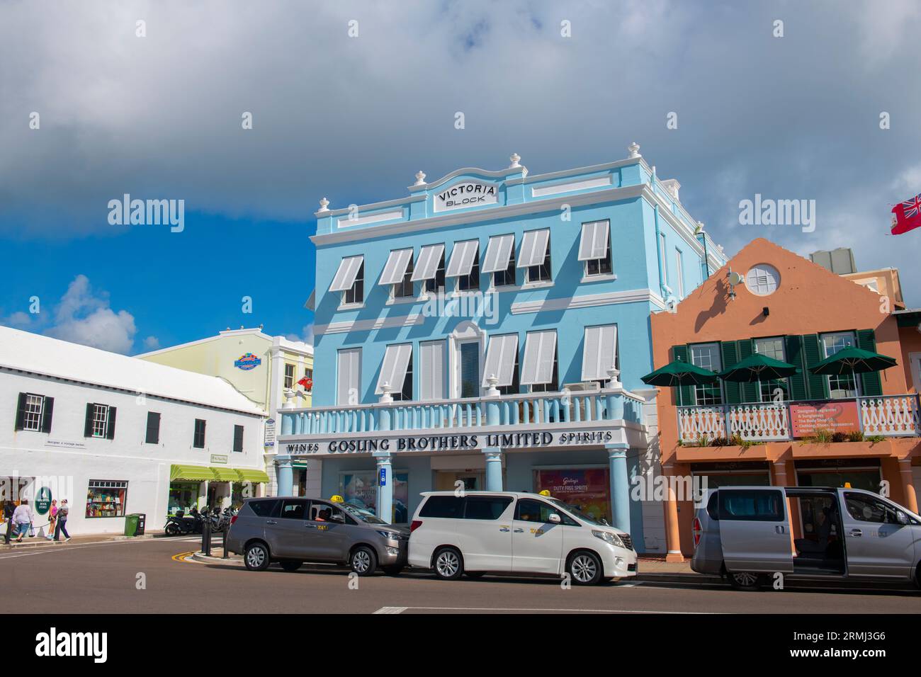 Front Street historic commercial buildings in Hamilton city center in ...