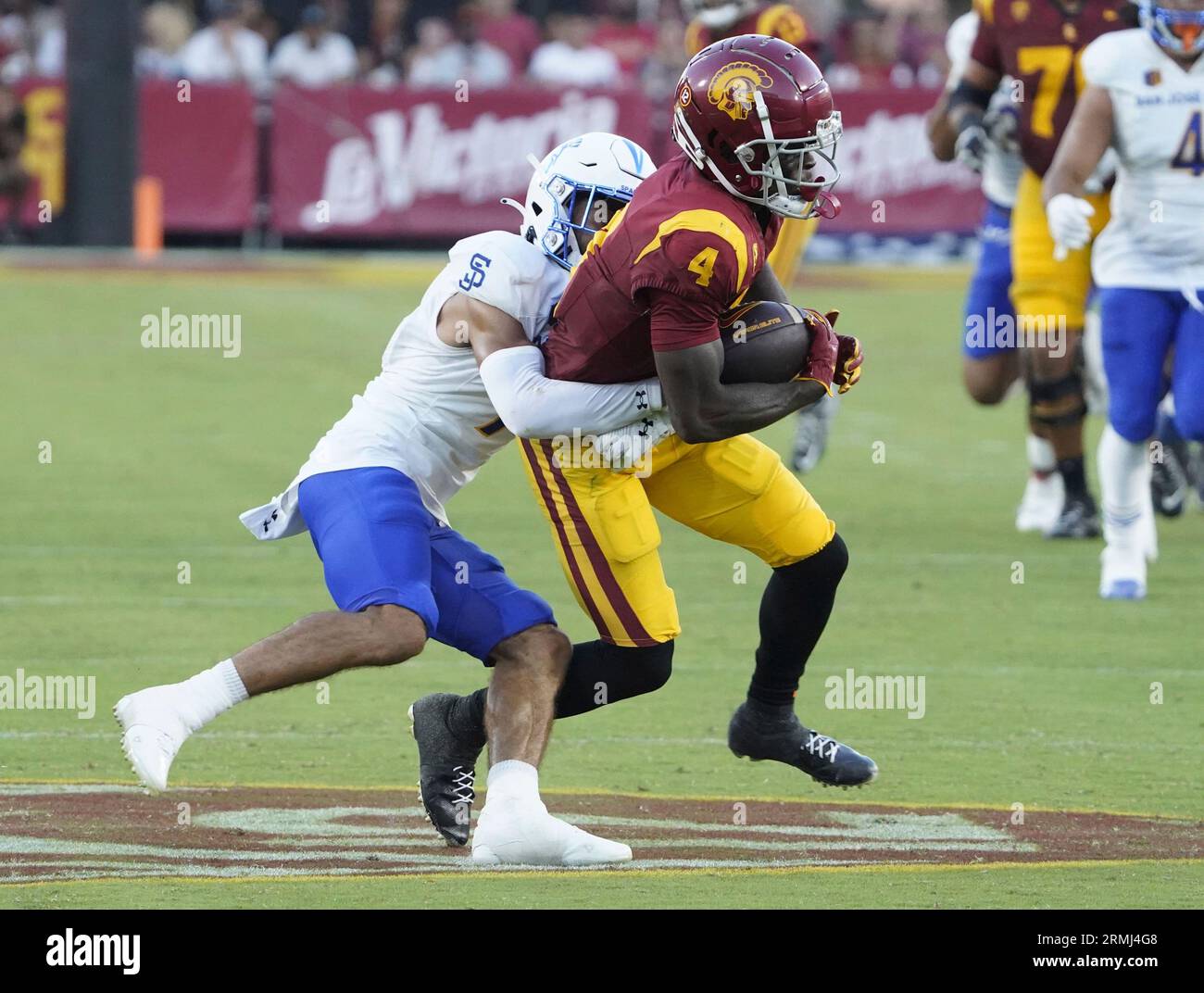 USC Trojans wide receiver Mario Williams (4) makes a play with the ...