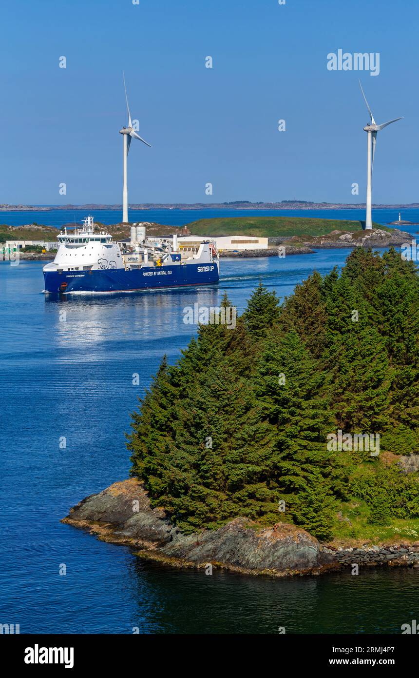 Container ship Samskip Kvitbjorn, Haugesund, Rogaland County, Norway ...