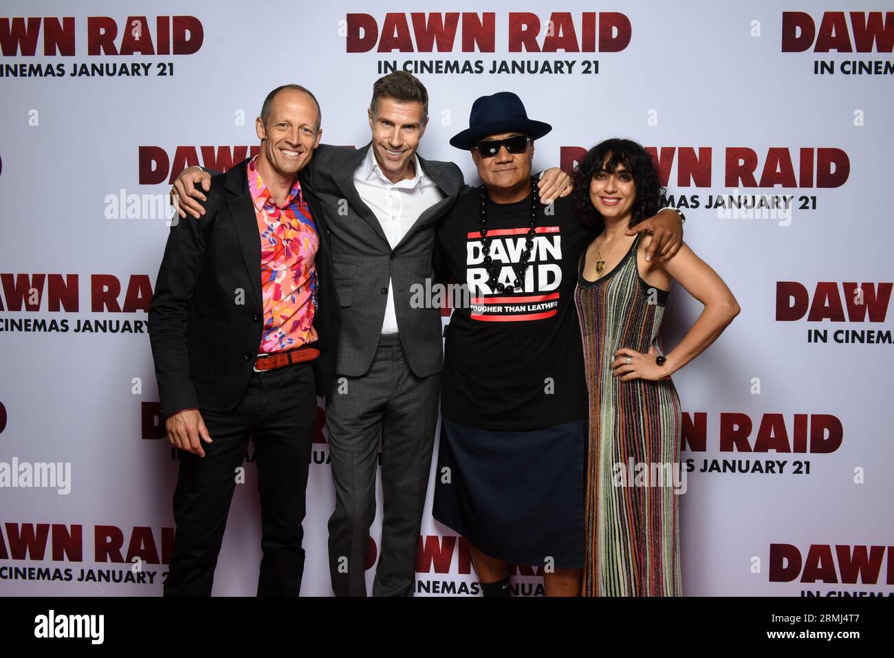 Fraser Brown, Matthew Metcalfe, Oscar Kightley and Leela Menon at the Dawn Raid Film Premiere ...