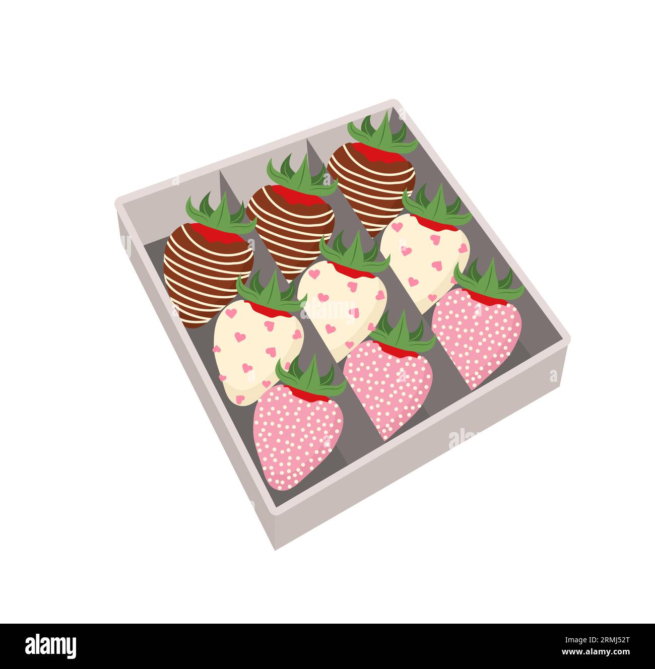Strawberries in milk chocolate in gift box. Sweet dessert for ...