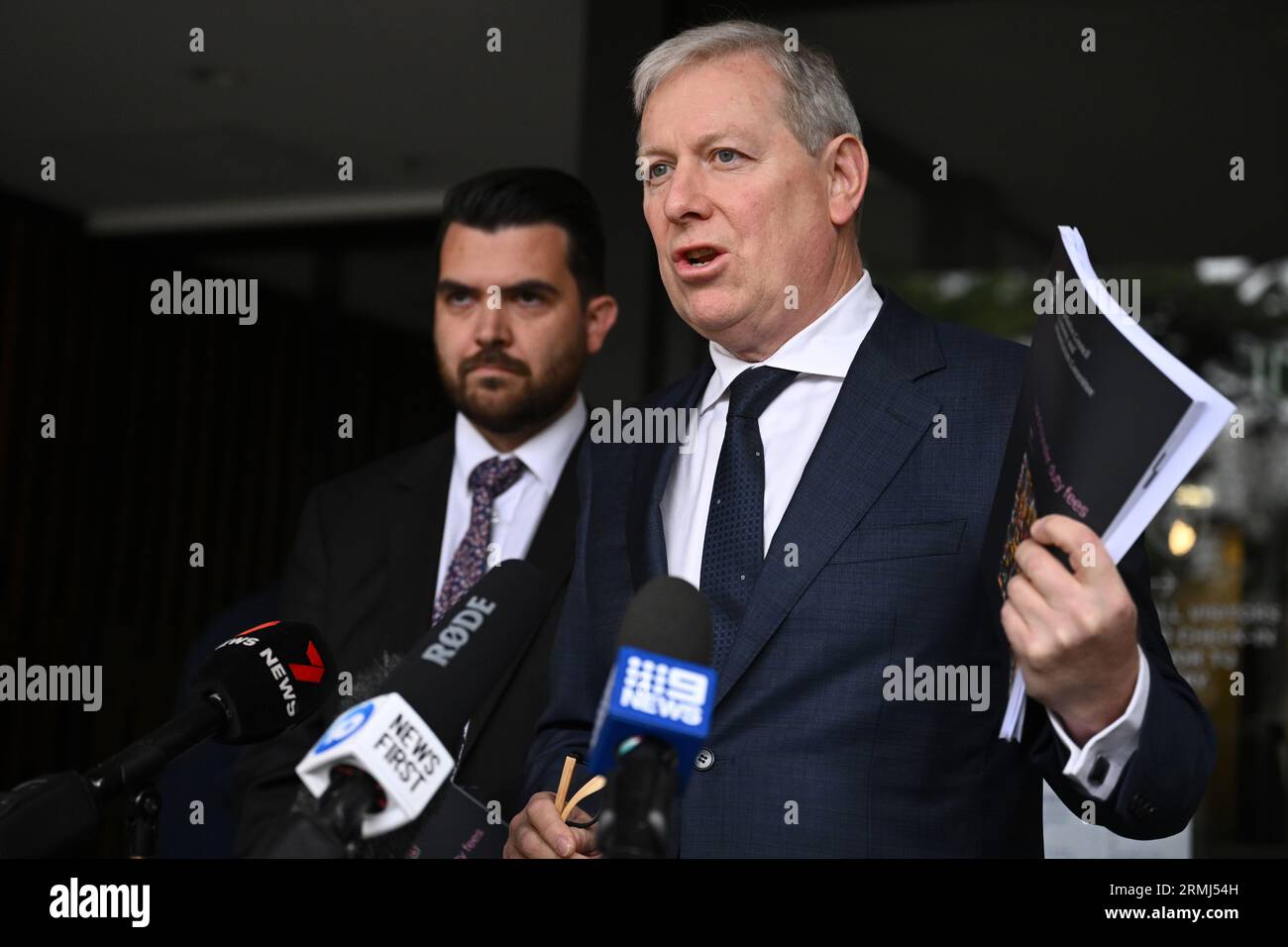 Melbourne, Australia. 29th Aug, 2023. Liberal MP Evan Mulholland (left ...