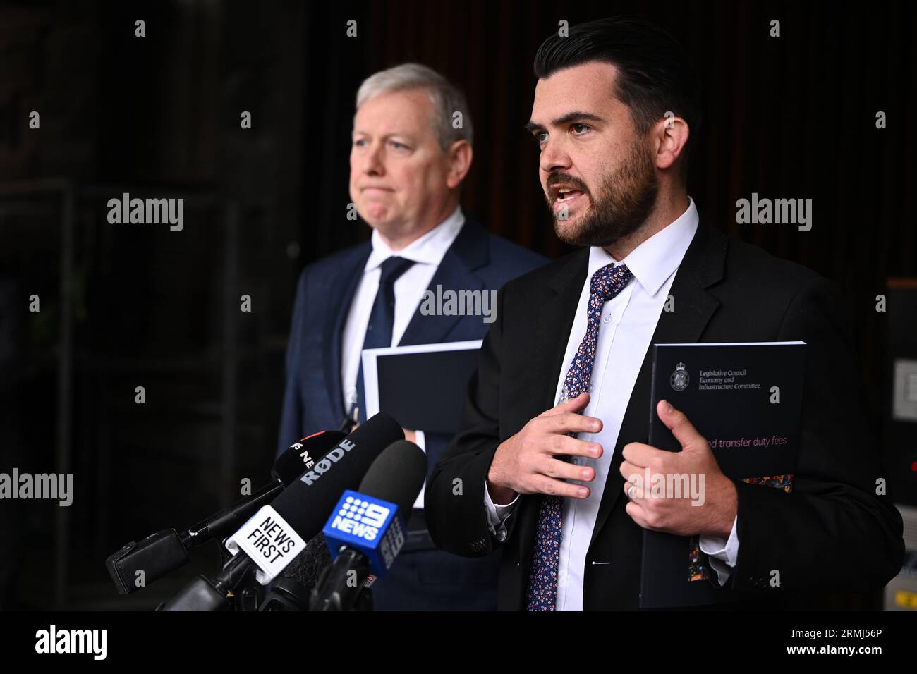 Melbourne, Australia. 29th Aug, 2023. Liberal MP Evan Mulholland (right ...