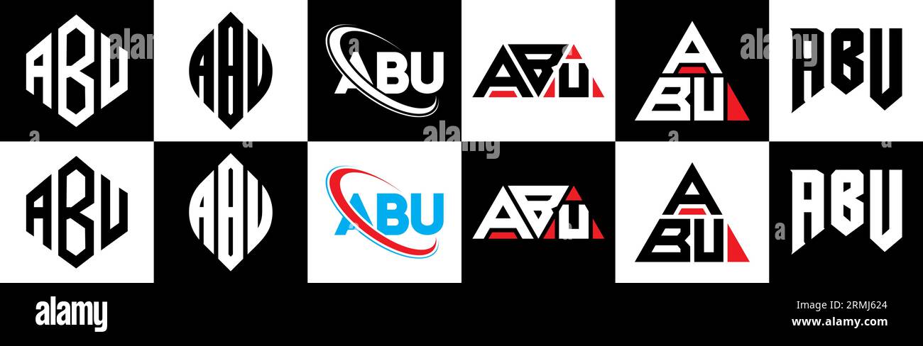 ABU letter logo design in six style. ABU polygon, circle, triangle ...