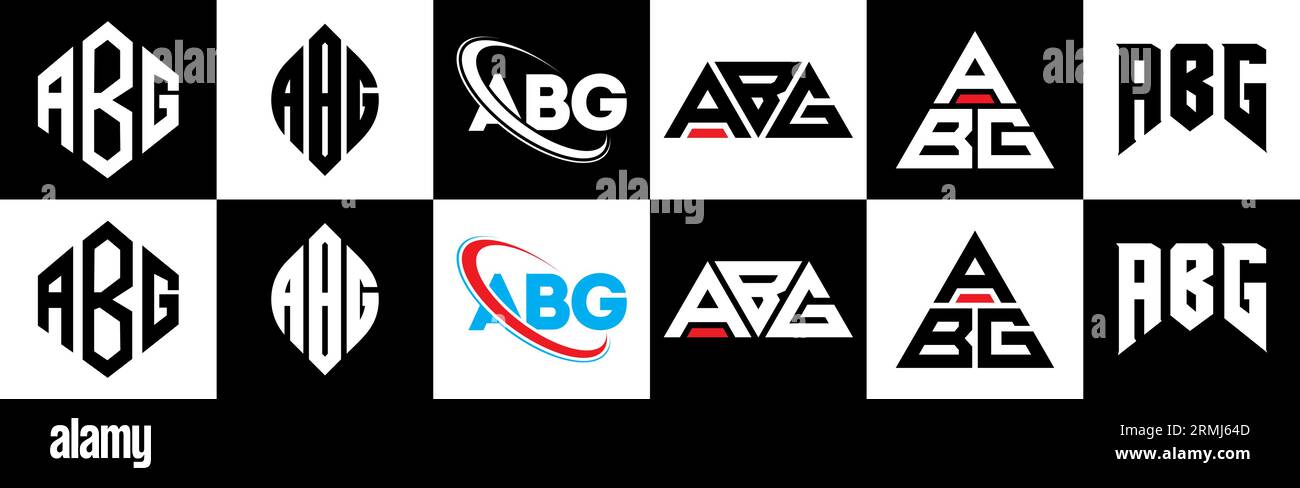 ABG letter logo design in six style. ABG polygon, circle, triangle ...