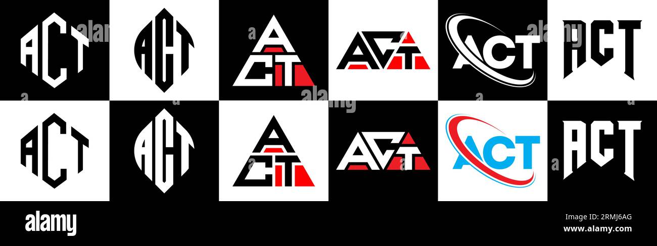 ACT letter logo design in six style. ACT polygon, circle, triangle ...