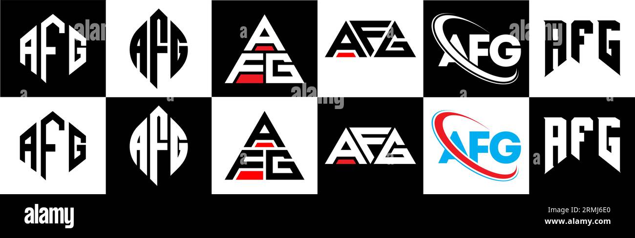 AFG letter logo design in six style. AFG polygon, circle, triangle ...