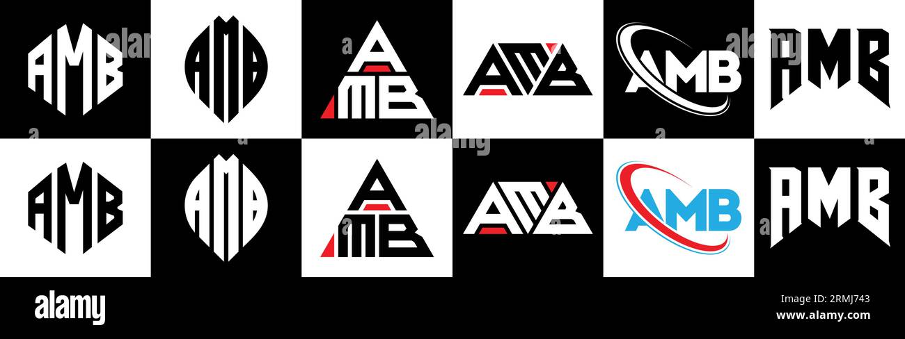 AMB letter logo design in six style. AMB polygon, circle, triangle ...
