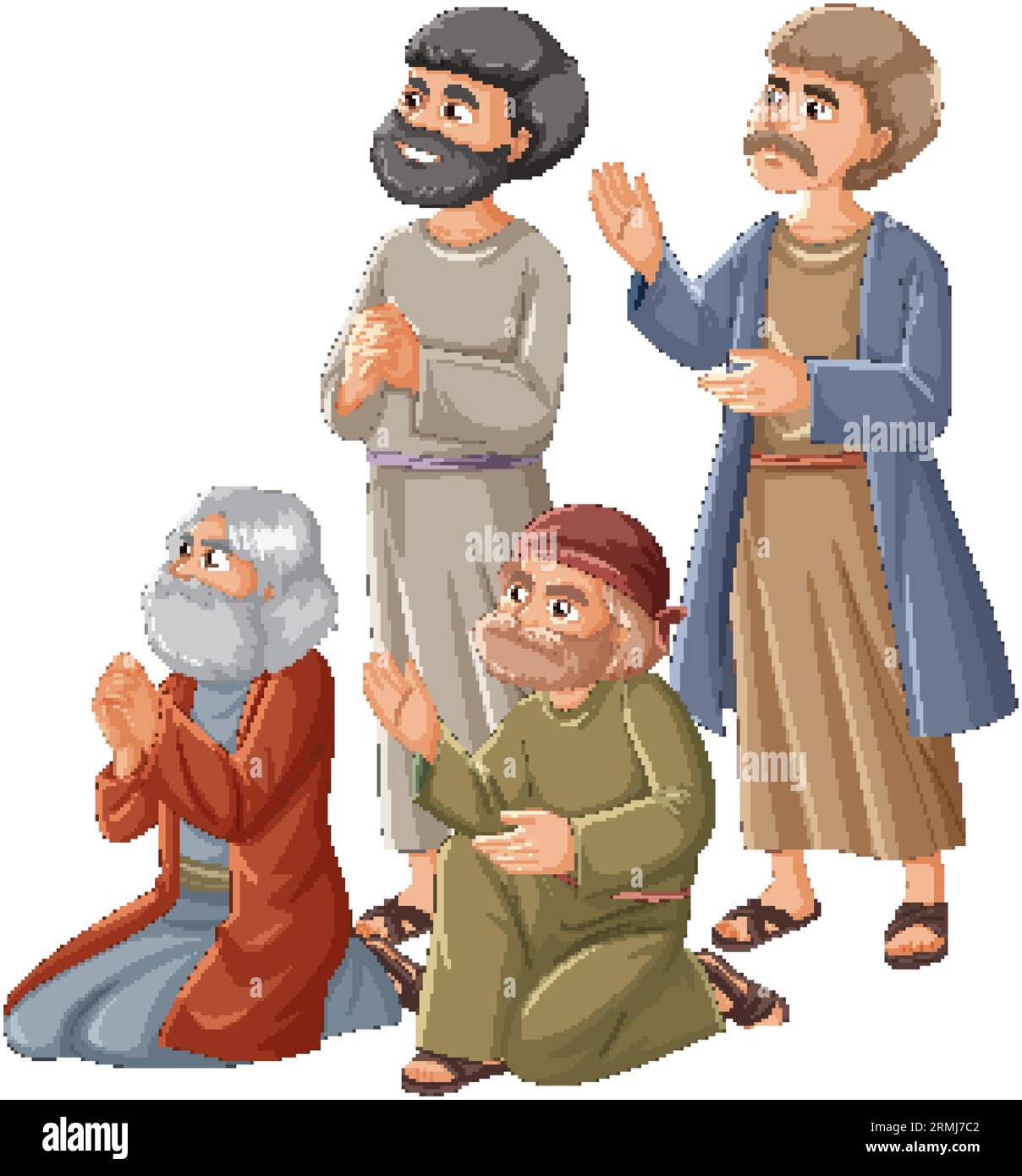 Illustration of elderly cartoon characters sitting and standing in ...