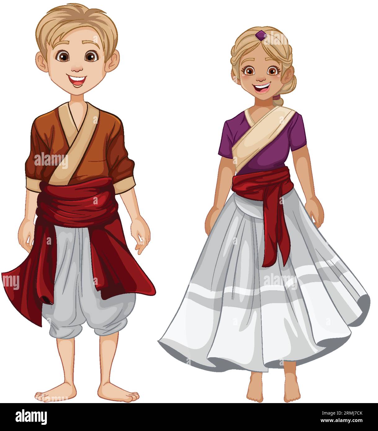 Vector cartoon illustration of a man and woman couple in Indian ...