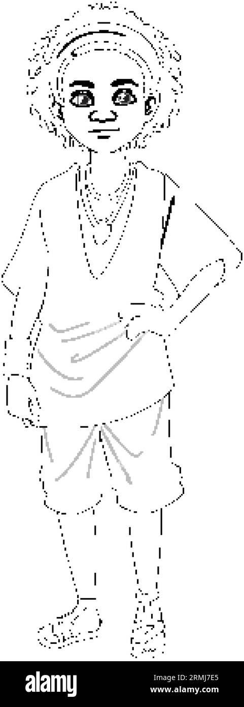Outline of a man wearing traditional African clothes in a vector ...