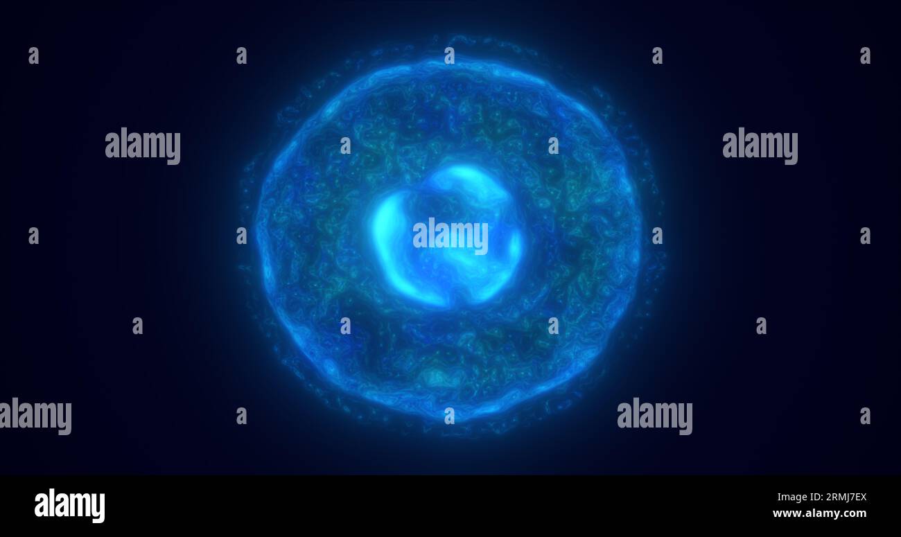 Blue energy glowing sphere futuristic atom from electric magic ...