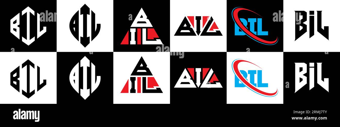 BIL letter logo design in six style. BIL polygon, circle, triangle ...