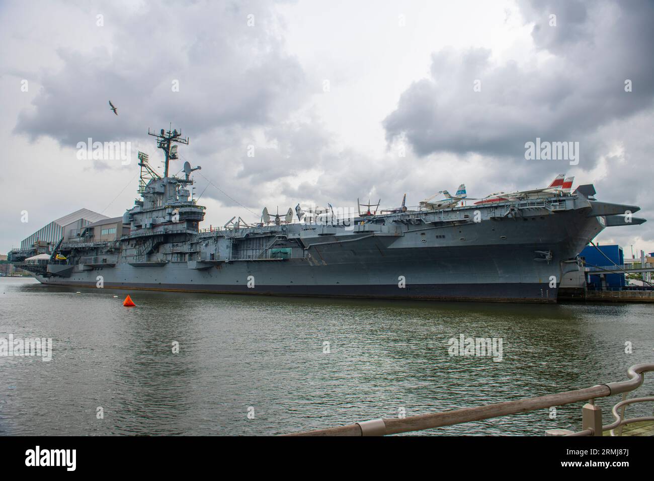 USS Intrepid (CV-11) is a Essex class aircraft carriers served in World War II. She docked ...