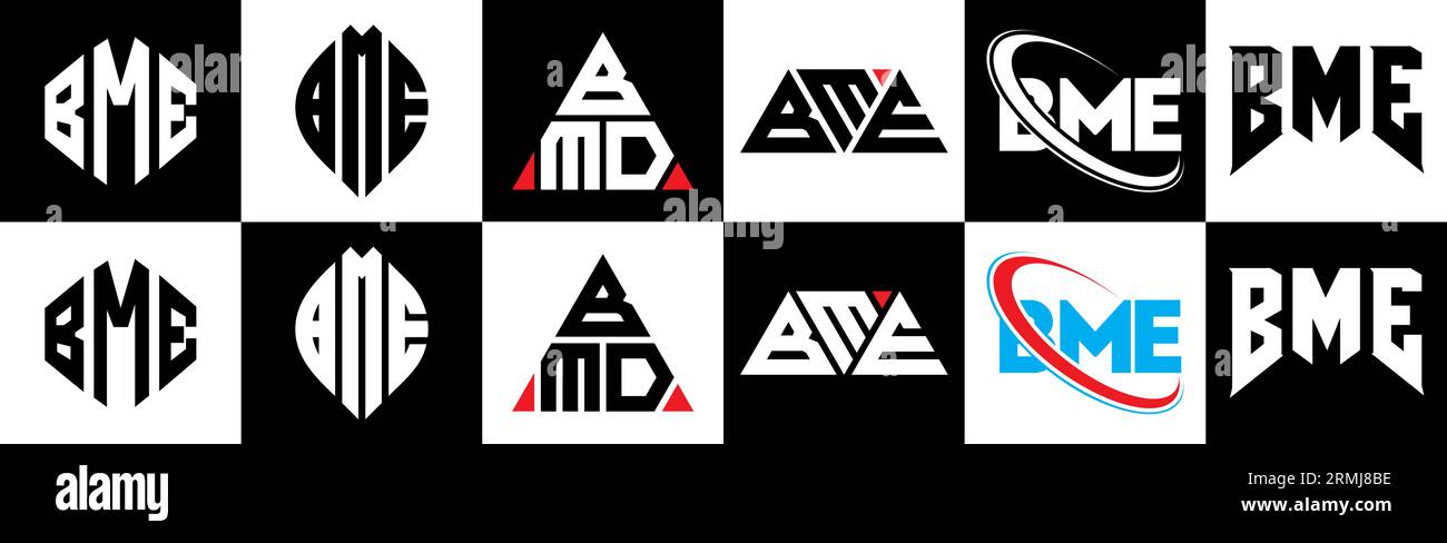 BME letter logo design in six style. BME polygon, circle, triangle ...