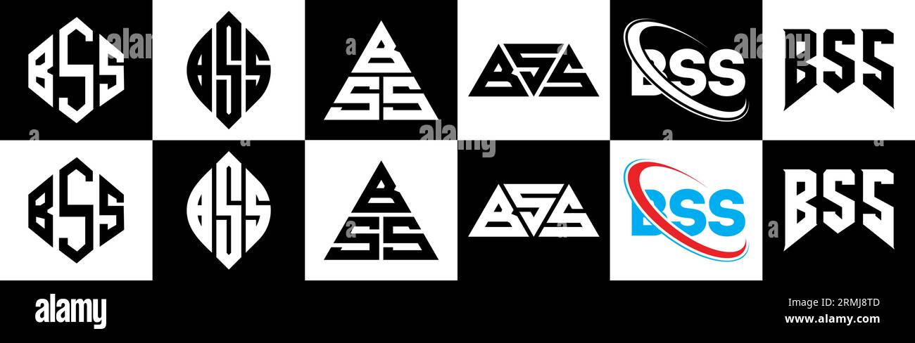 BSS letter logo design in six style. BSS polygon, circle, triangle ...