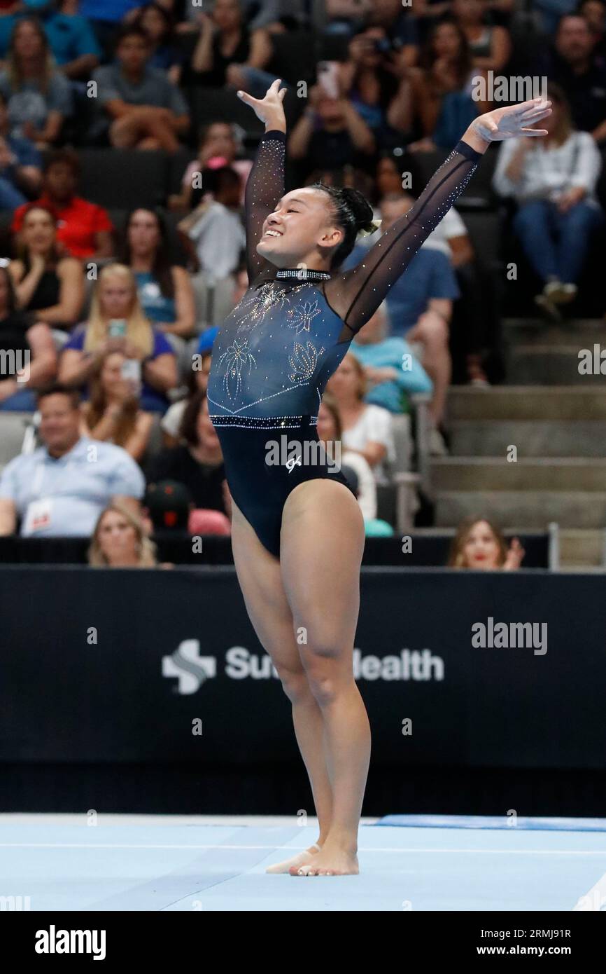 August 27, 2023, SAN JOSE, CALIFORNIA, USA: Leanne Wong (218) competes ...