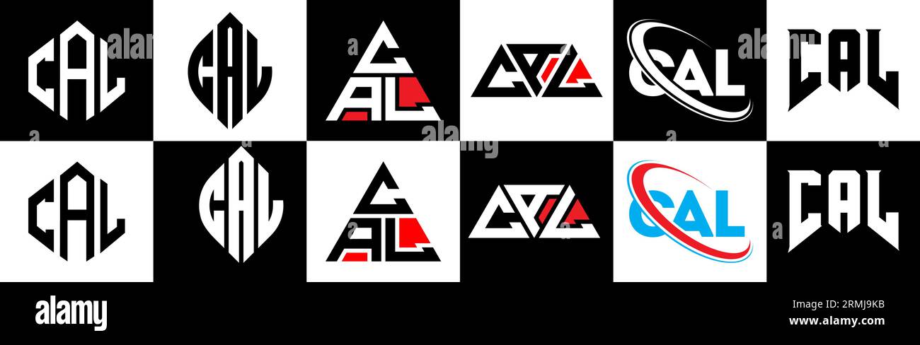CAL letter logo design in six style. CAL polygon, circle, triangle ...
