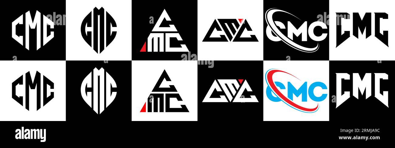 CMC letter logo design in six style. CMC polygon, circle, triangle ...