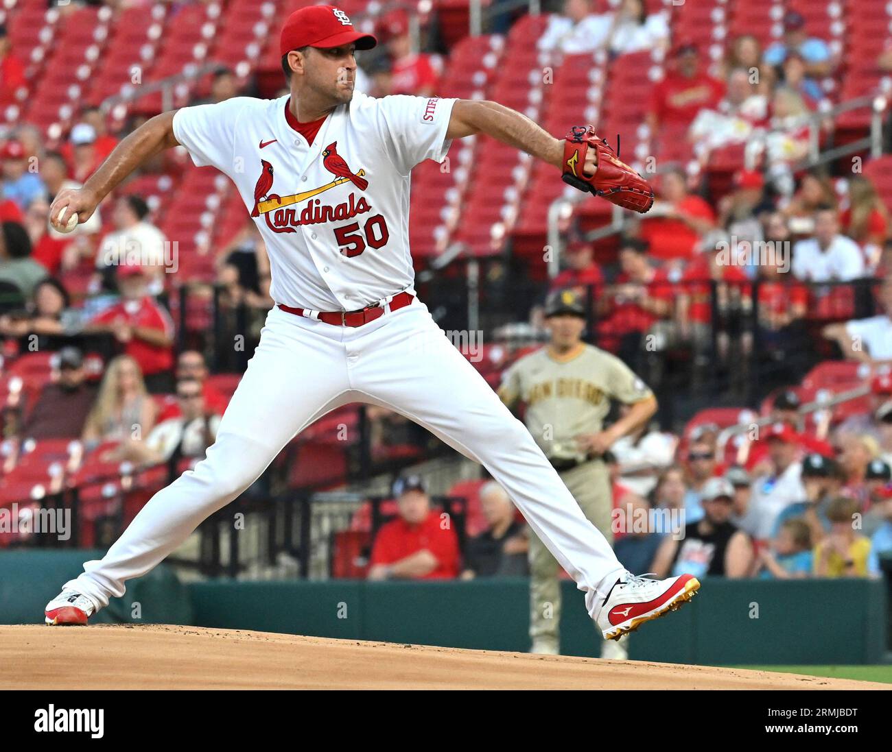 ST. LOUIS, MO - AUGUST 28: St. Louis Cardinals pitcher Adam Wainwright ...