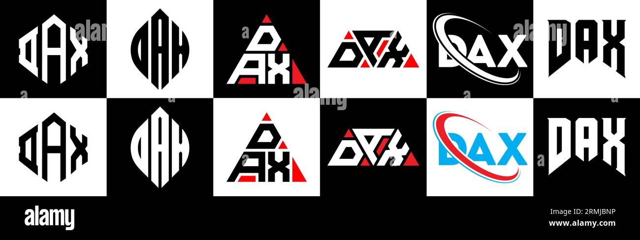 DAX letter logo design in six style. DAX polygon, circle, triangle ...