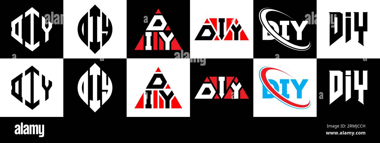 DIY letter logo design in six style. DIY polygon, circle, triangle ...