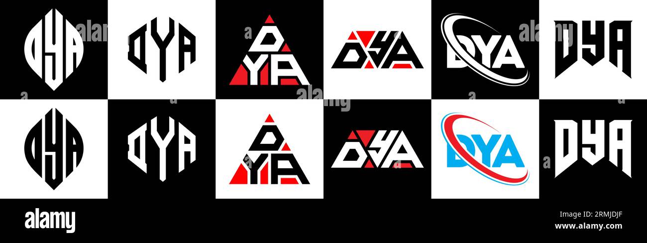 DYA letter logo design in six style. DYA polygon, circle, triangle ...