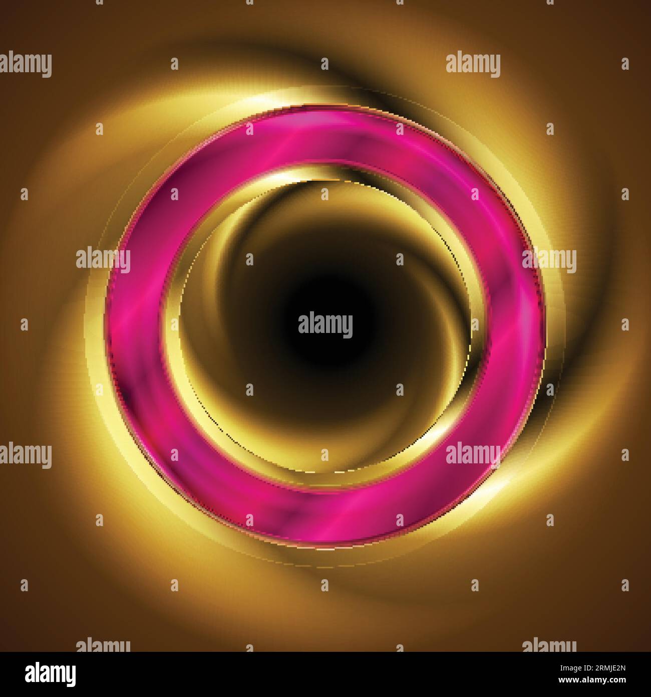 Abstract glowing neon bright purple ring circle on orange background ...