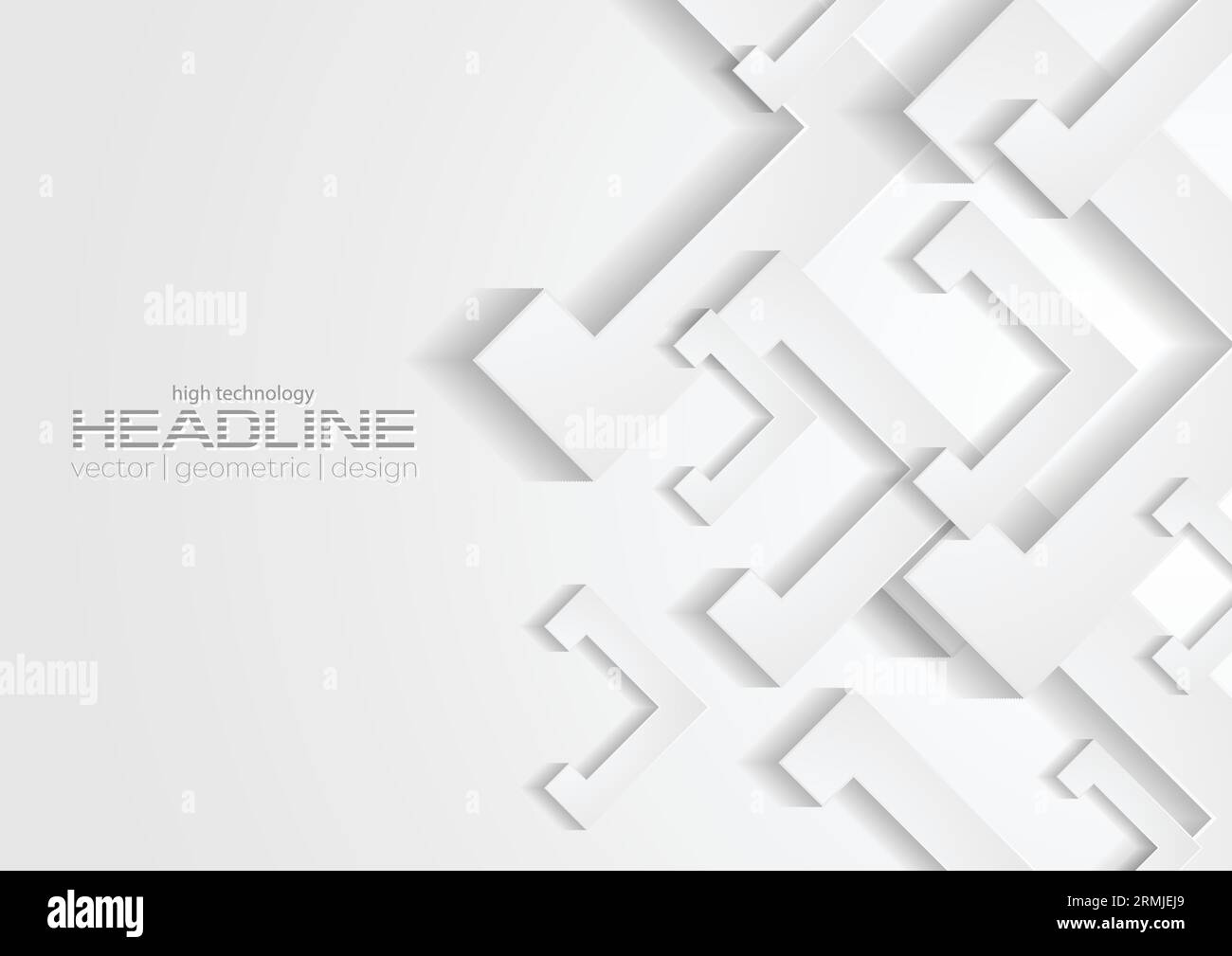 Grey and white tech paper shapes abstract background. Vector design ...