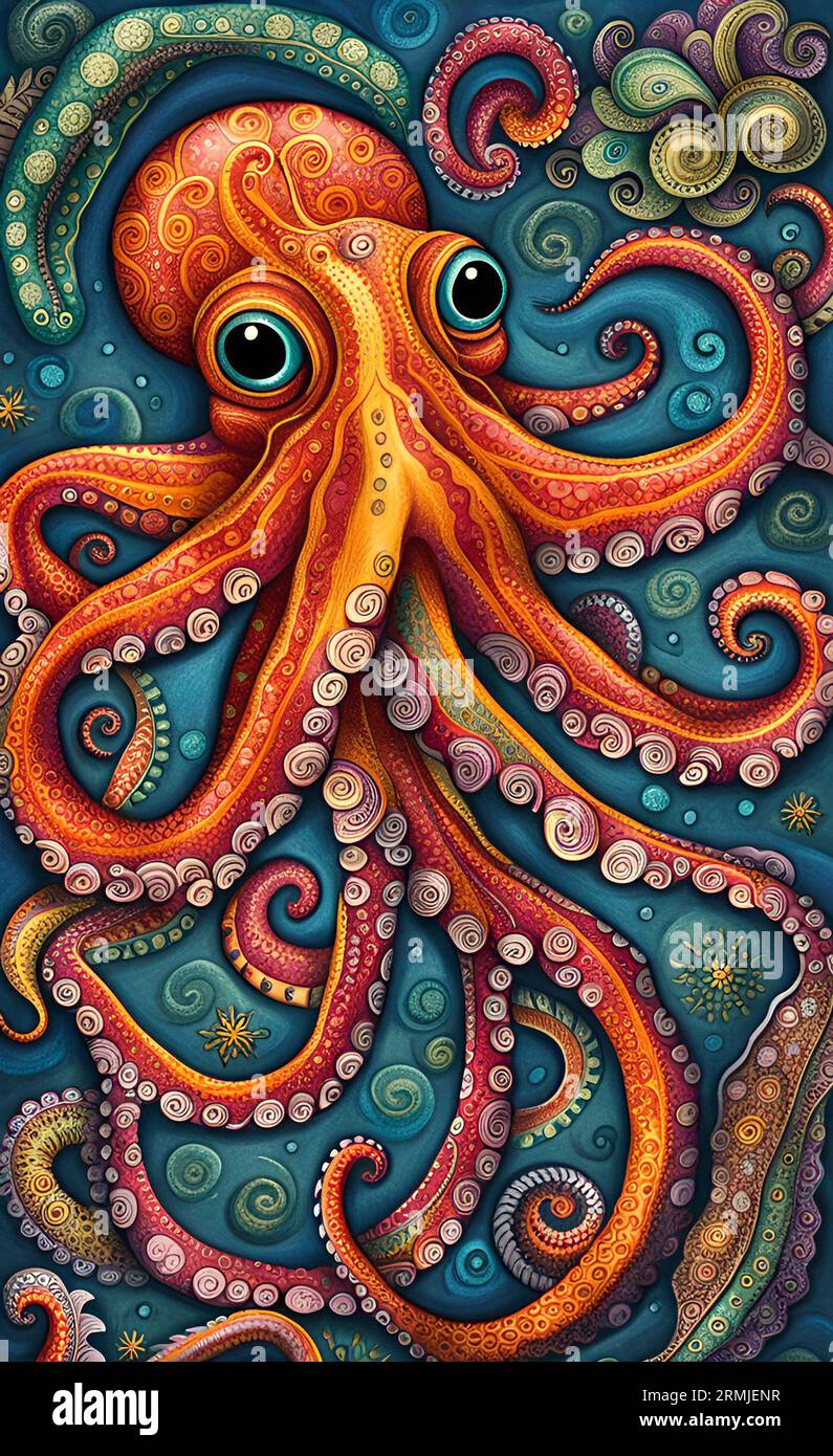 Cartoon octopus character hi-res stock photography and images - Alamy