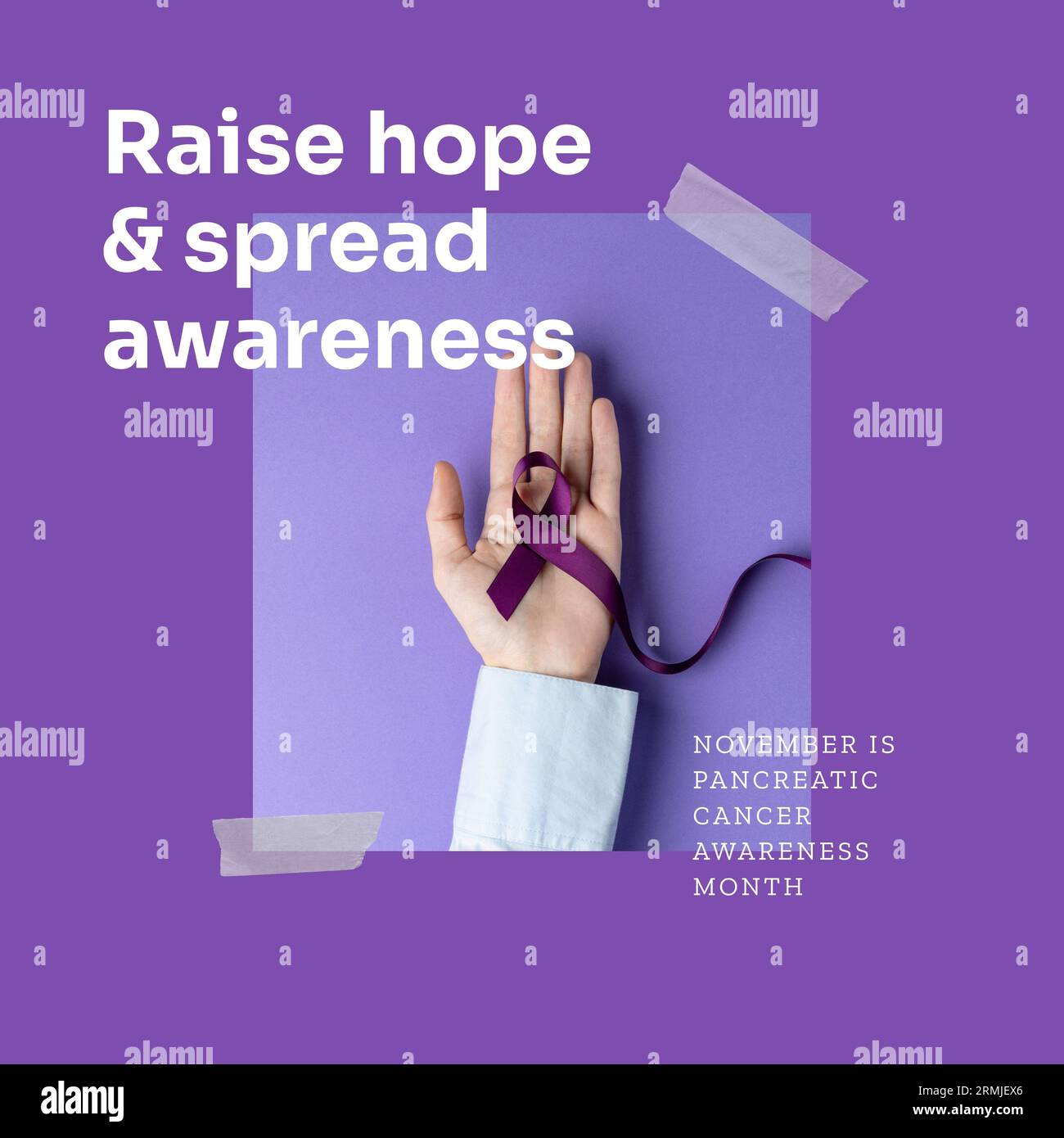 November is pancreatic cancer awareness month text and hand of ...