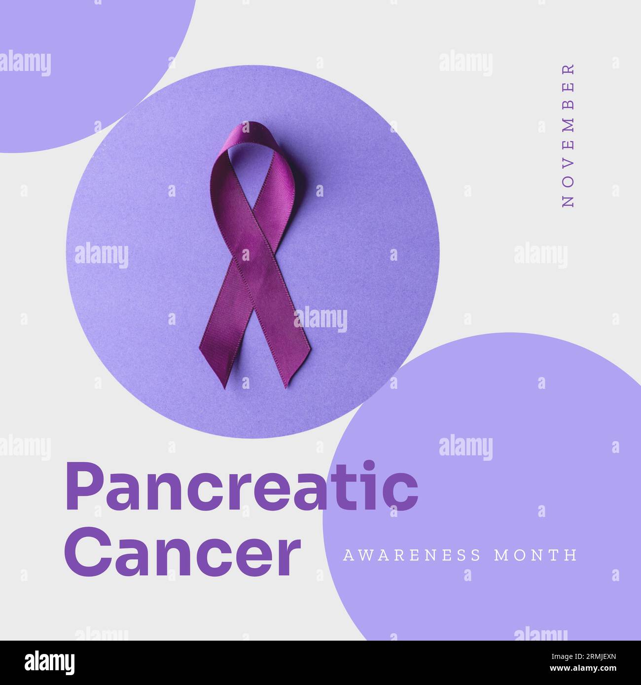 Composite of purple awareness ribbon with pancreatic cancer awareness ...