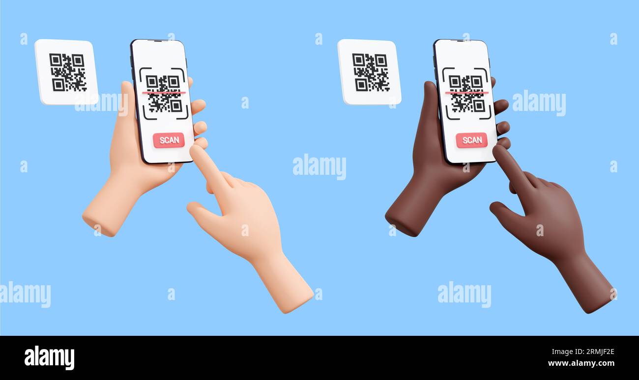 QR code reading 3d render illustration Stock Photo - Alamy