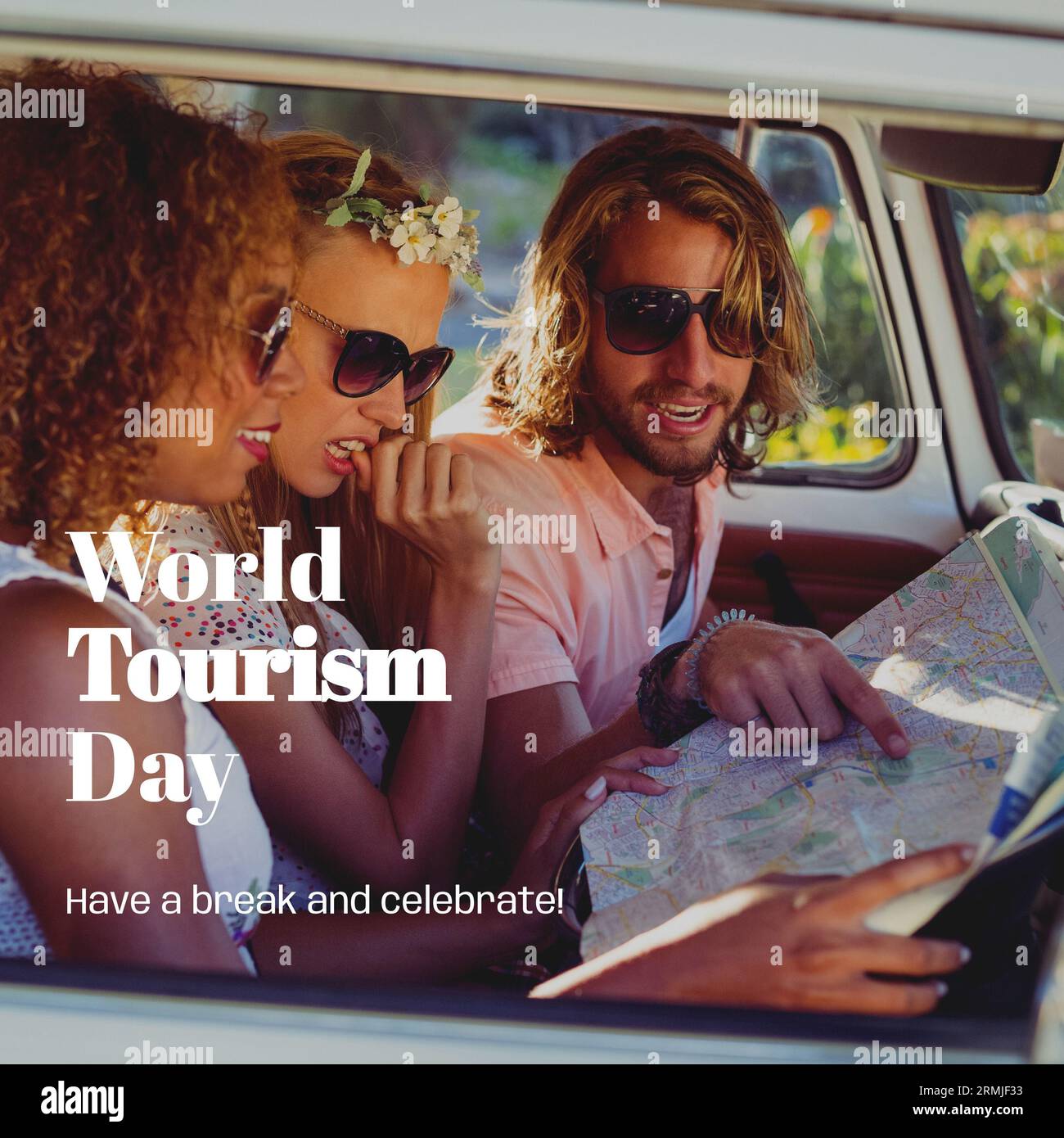 Composite of have a break and celebrate world tourism day text over ...