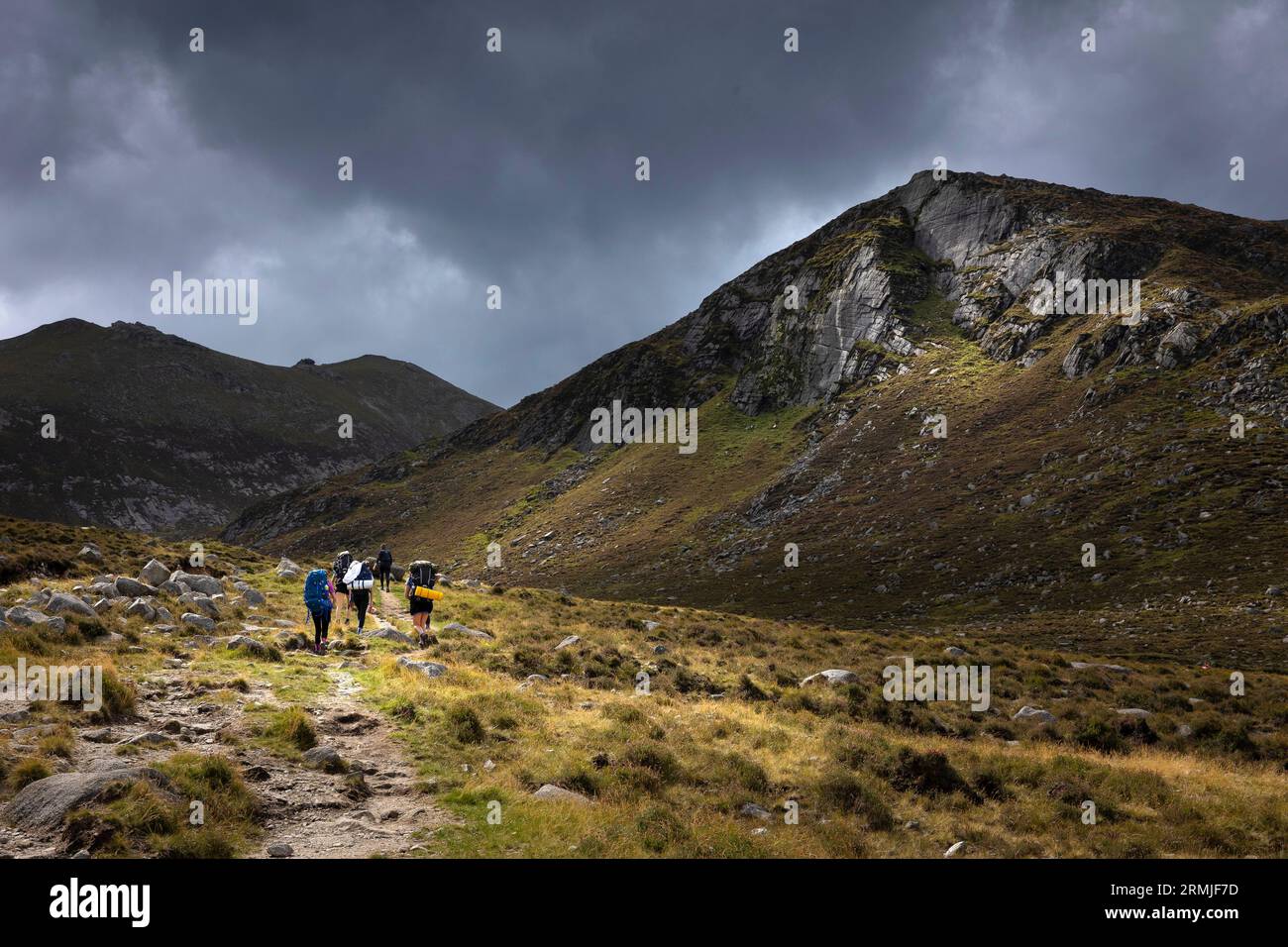 Trassey Track toward Spellack and Bernagh, Mourne Mountains Stock Photo ...