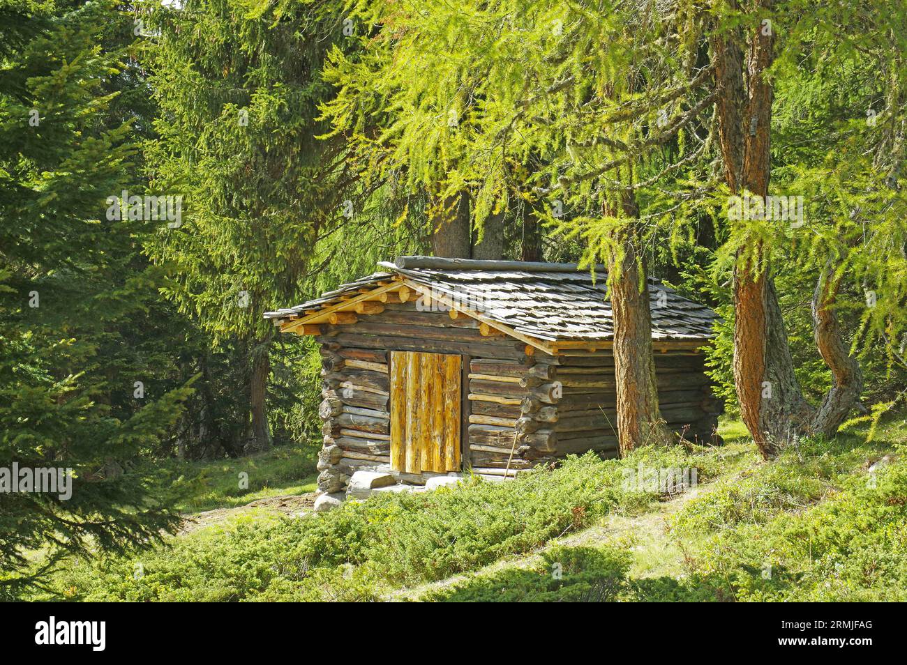 Woodcutter´s log cabin in the Lienz Dolomites. Austria Stock Photo - Alamy