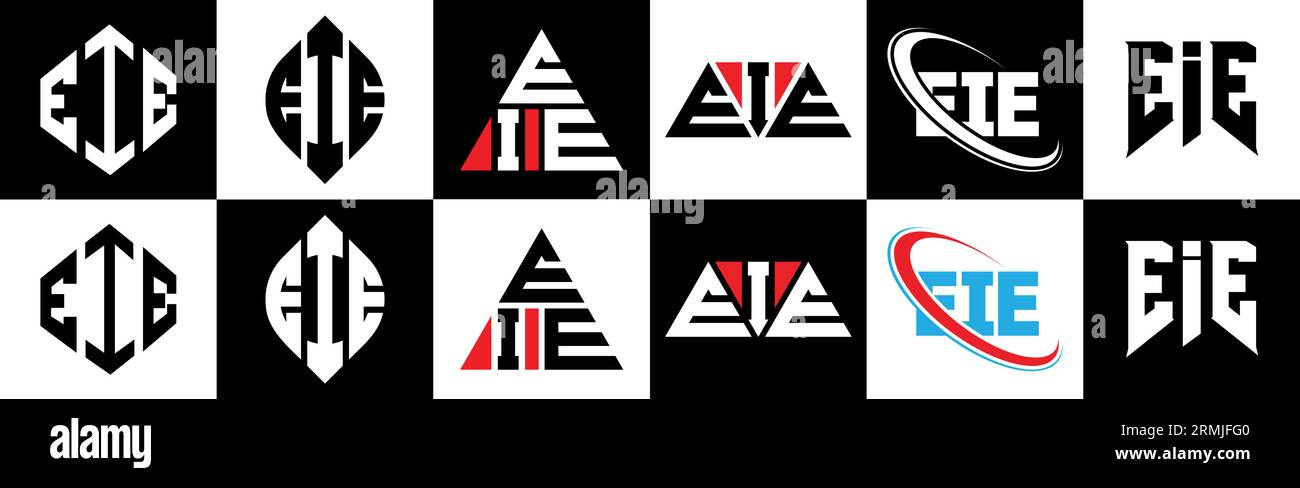 EIE letter logo design in six style. EIE polygon, circle, triangle ...