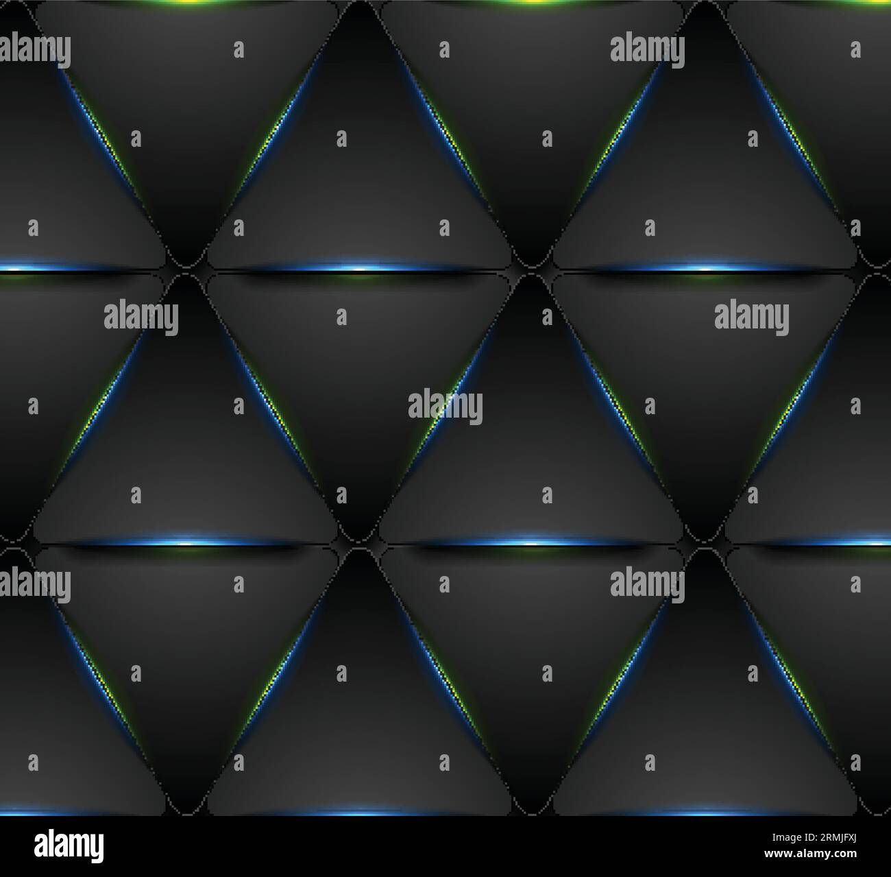Blue and green glowing triangles tech pattern design. Vector background ...