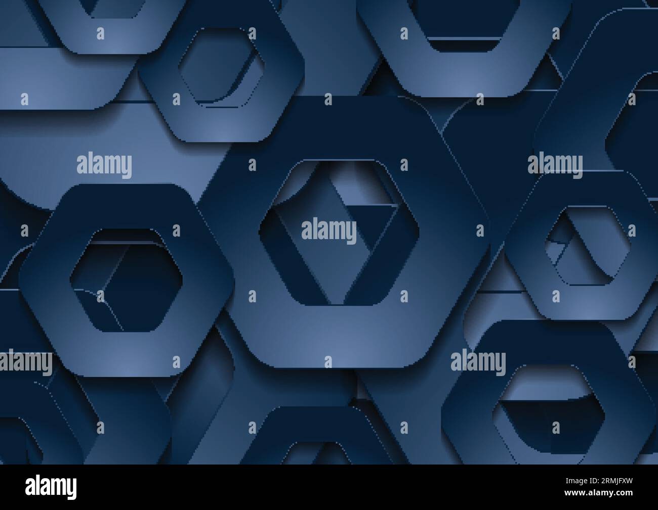 Dark blue tech paper hexagons abstract geometric background. Vector ...