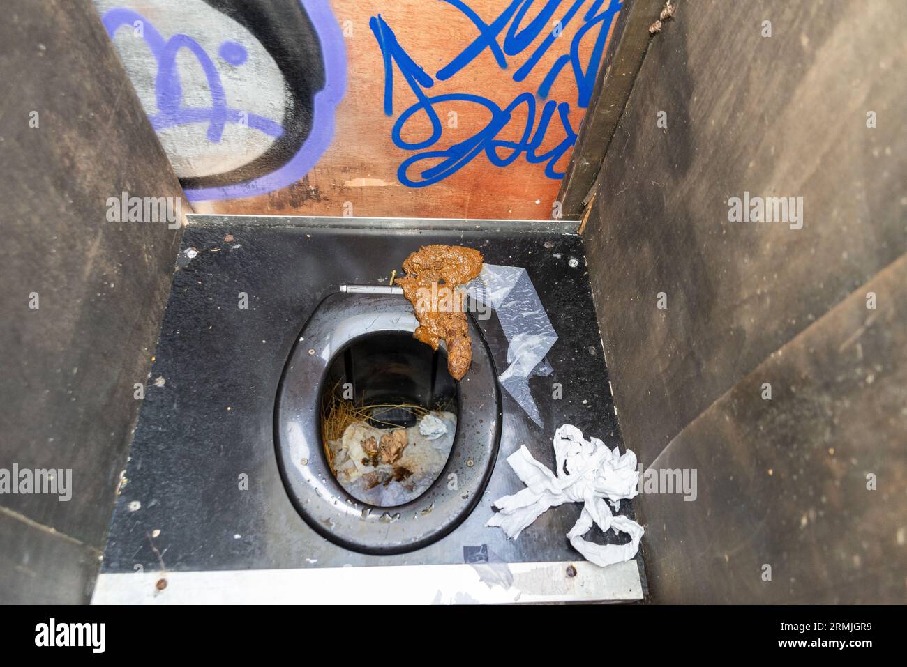 Temporary Toilet At The Notting Hill Carnival Grand Parade 2023 London Uk With Human