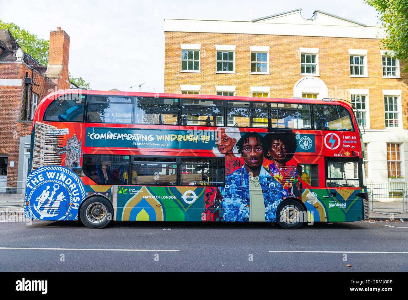 Transport for London electric bus with colour scheme commemorating ...