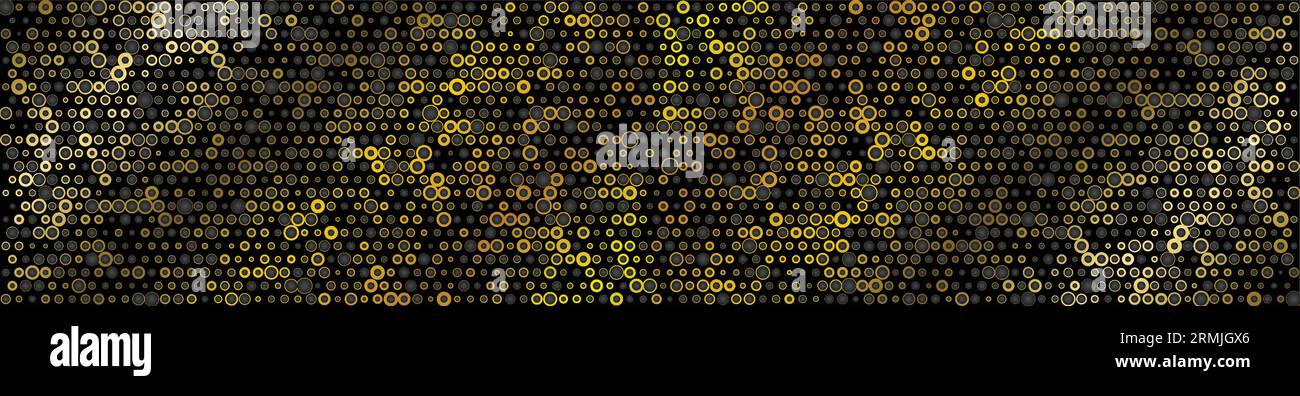 Black and golden dots circles abstract header background. Mosaic vector ...
